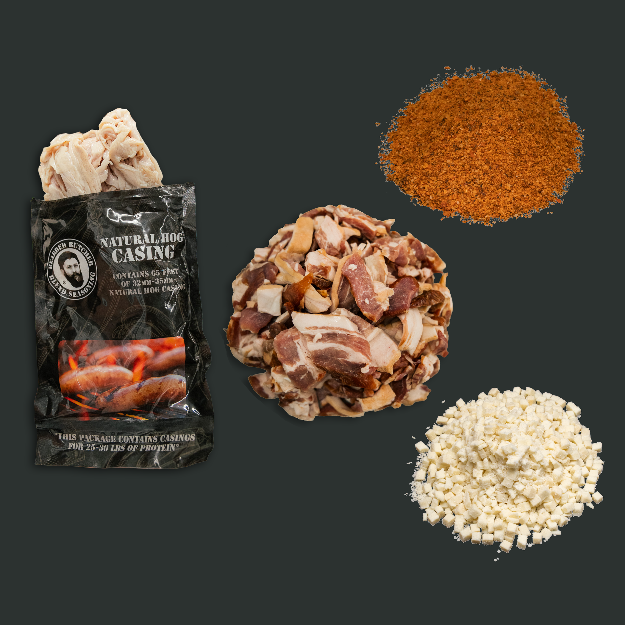 Bearded Butcher Bold Bacon Blue Cheese Bratwurst DIY Kit w/ Natural Ho ...