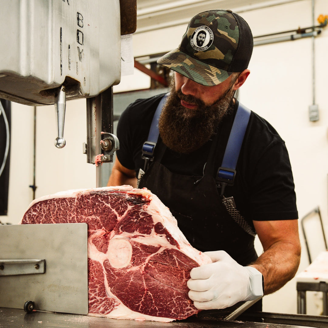 CARNIVORE CAVEMAN Beef Round Steak 9-11# – The Bearded Butchers